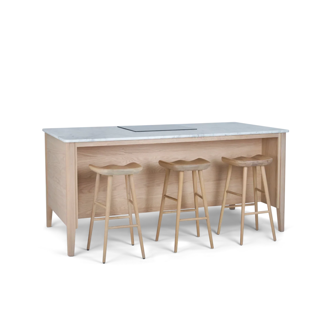 Borough Freestanding Oak Cooking Island with Marble Top – Neptune