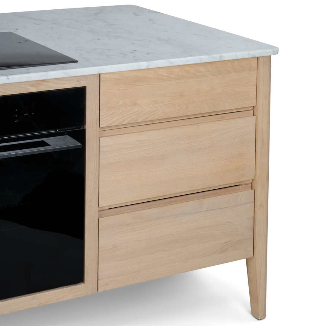 Borough Freestanding Oak Cooking Island with Marble Top – Neptune