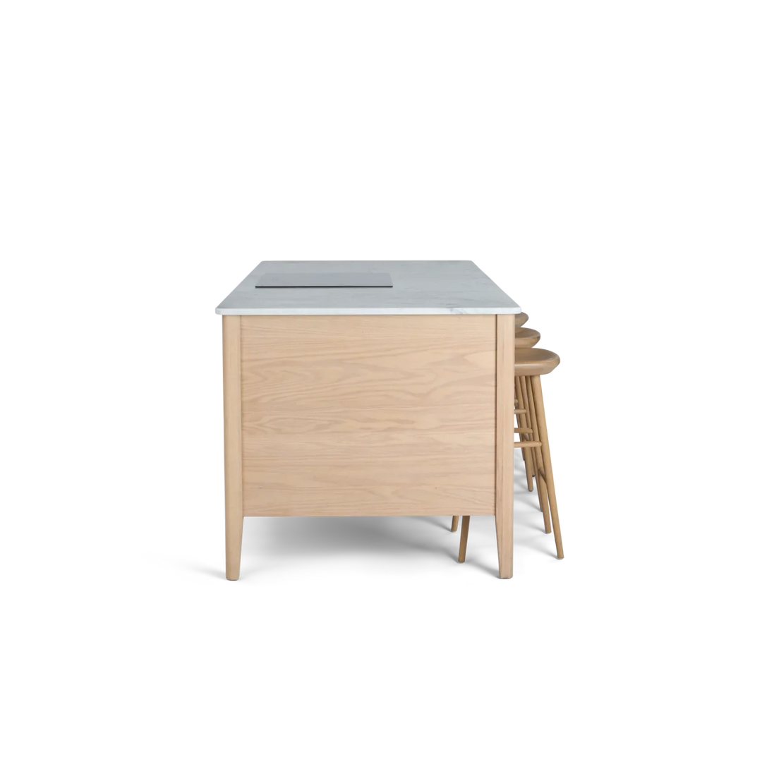 Borough Freestanding Oak Cooking Island with Marble Top – Neptune