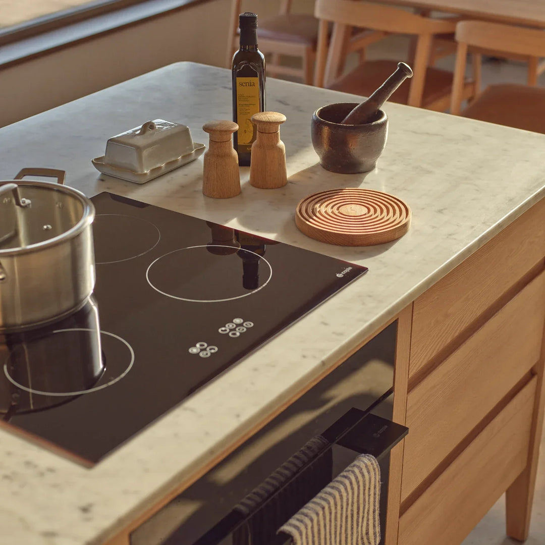 Borough Freestanding Oak Cooking Island with Marble Top – Neptune