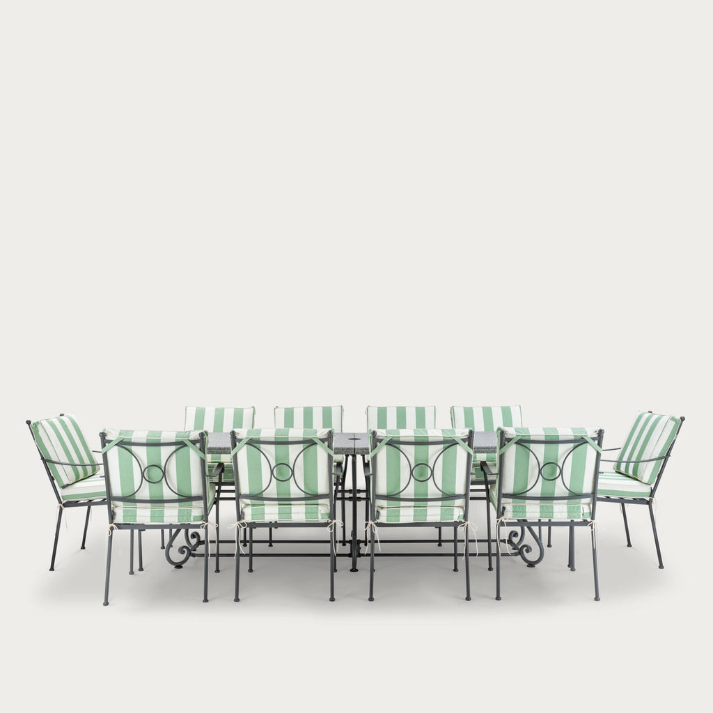 Cheltenham 10 Seater Rectangular Metal Garden Dining Set with Green St ...