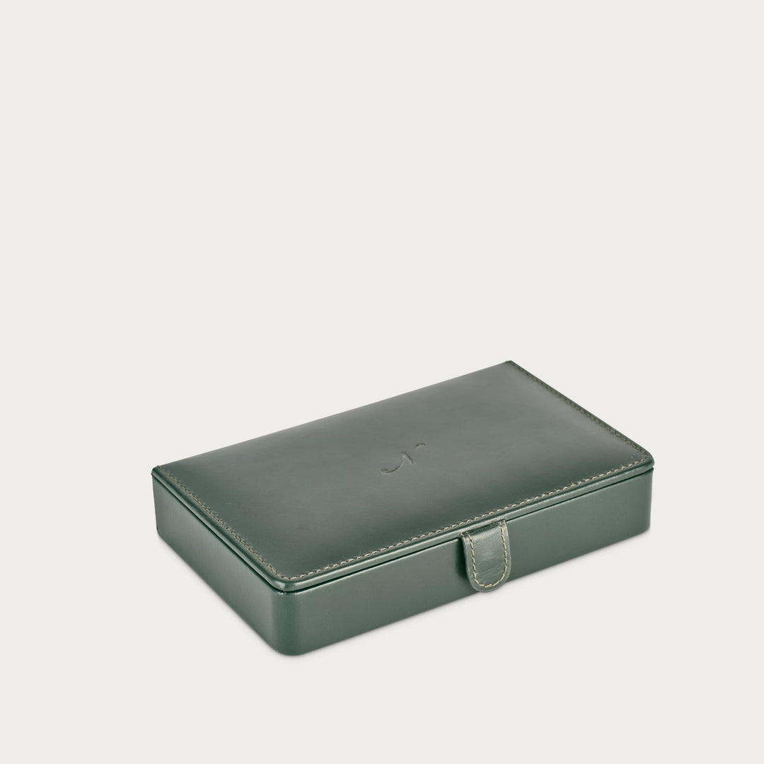 Neptune Leather Dominoes Set, Constable Green
