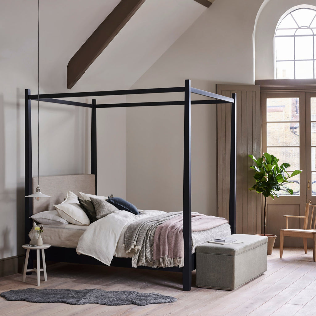 Wardley Super King Four Poster Bed, Warm Black – Neptune