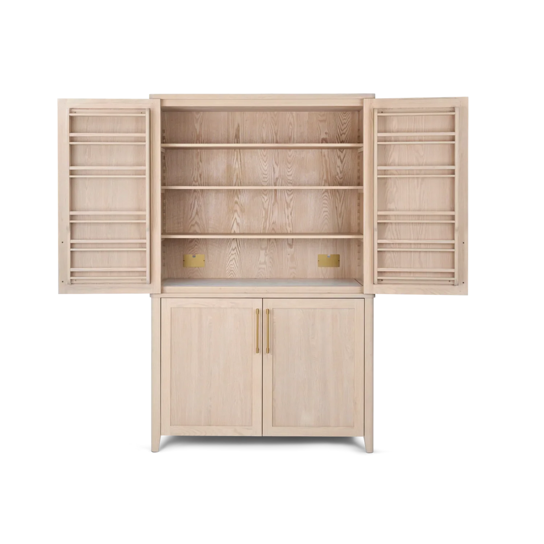 Borough Freestanding Oak Double Kitchen Larder with Marble insert – Neptune