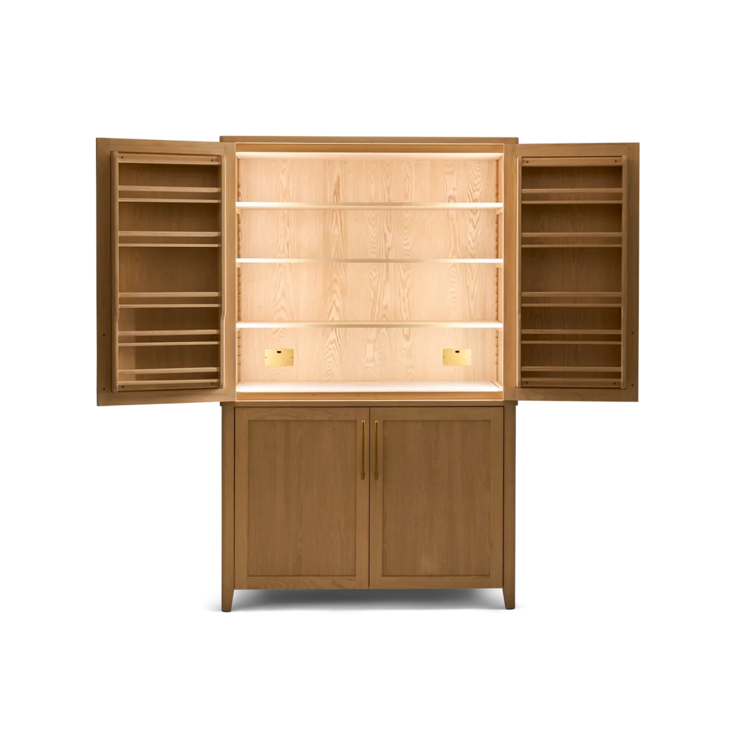 Borough Freestanding Oak Double Kitchen Larder with Marble insert – Neptune