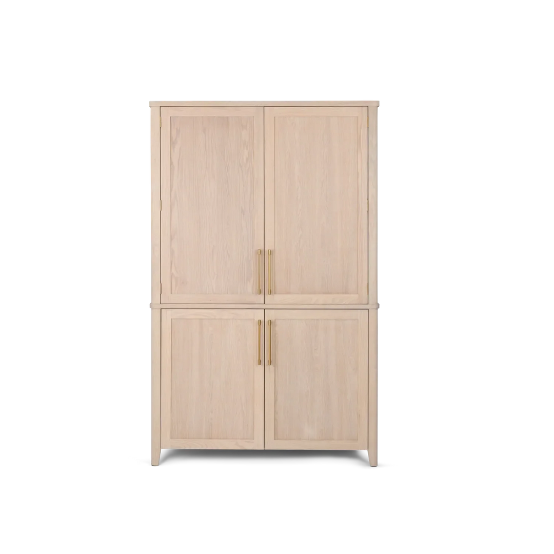 Borough Freestanding Oak Double Kitchen Larder with Marble insert – Neptune
