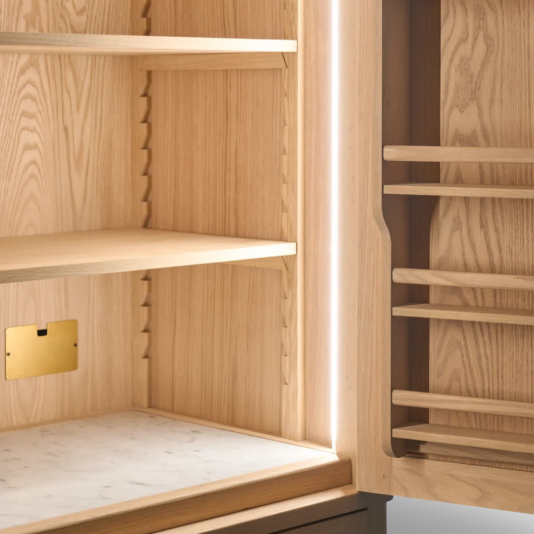 Borough Freestanding Oak Double Kitchen Larder with Marble insert – Neptune
