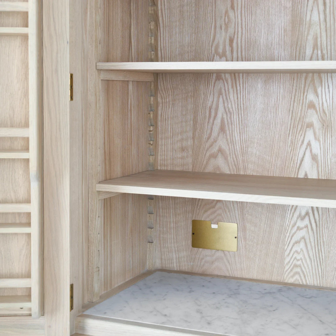 Borough Freestanding Oak Double Kitchen Larder with Marble insert – Neptune