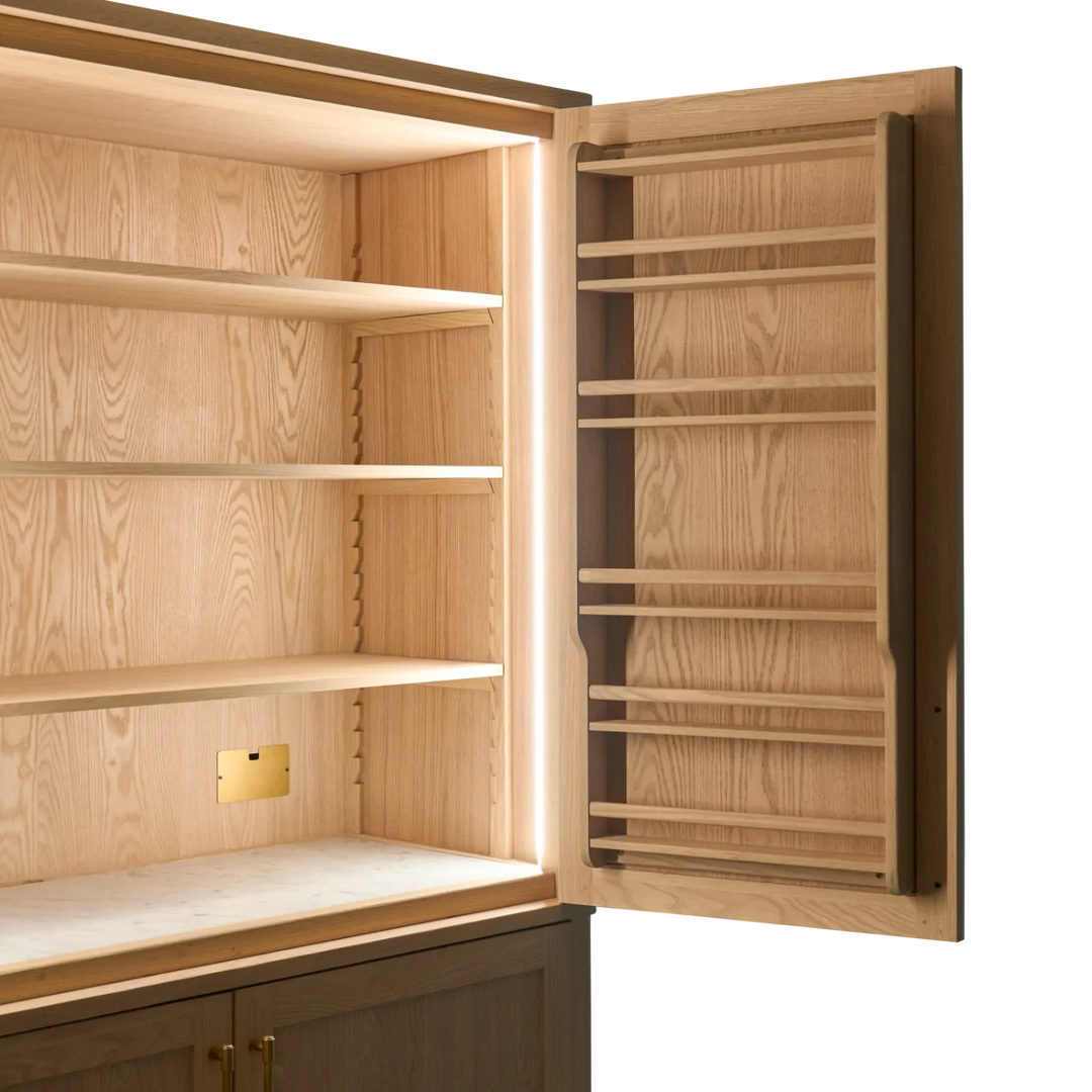Borough Freestanding Oak Double Kitchen Larder with Marble insert – Neptune
