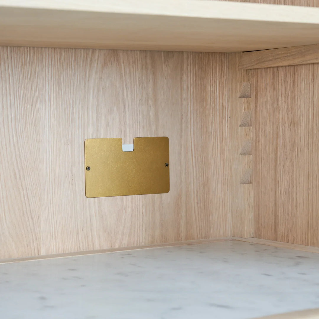 Borough Freestanding Oak Double Kitchen Larder with Marble insert – Neptune