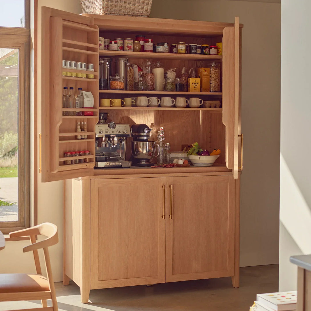 Borough Freestanding Oak Double Kitchen Larder with Marble insert – Neptune