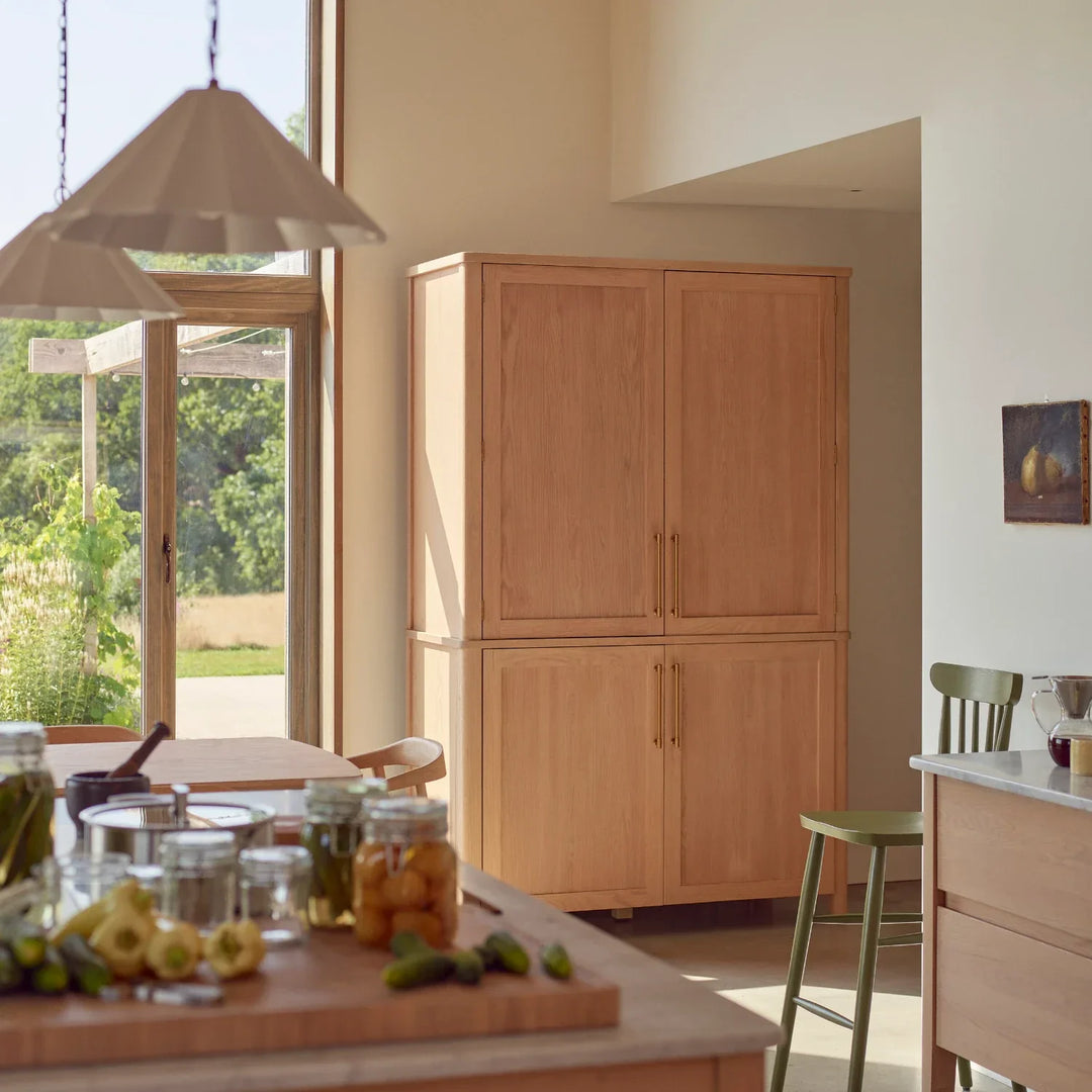 Borough Freestanding Oak Double Kitchen Larder with Marble insert – Neptune