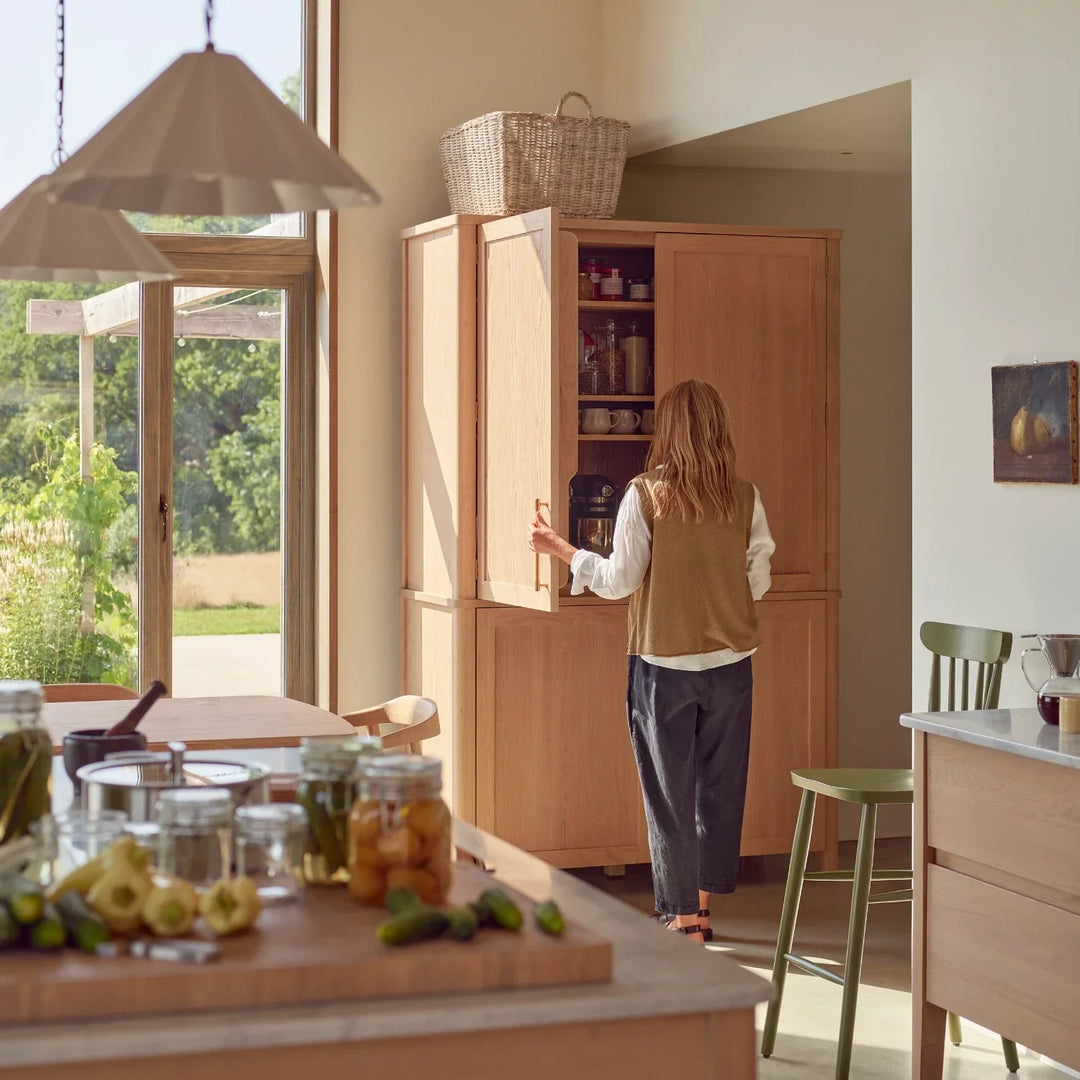 Borough Freestanding Oak Double Kitchen Larder with Marble insert – Neptune