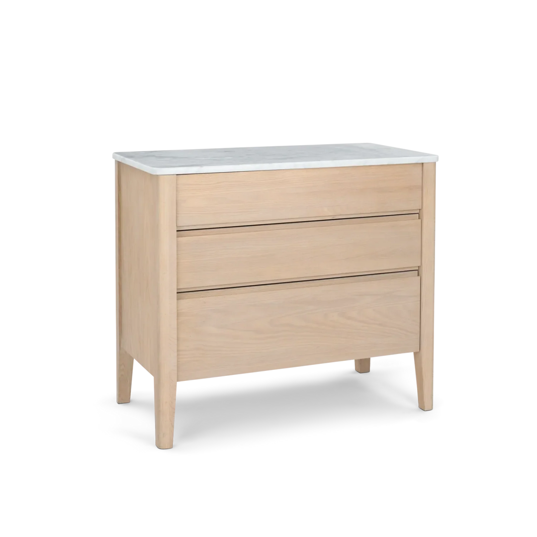 Borough Freestanding Oak Pan Drawer with Marble Top – Neptune