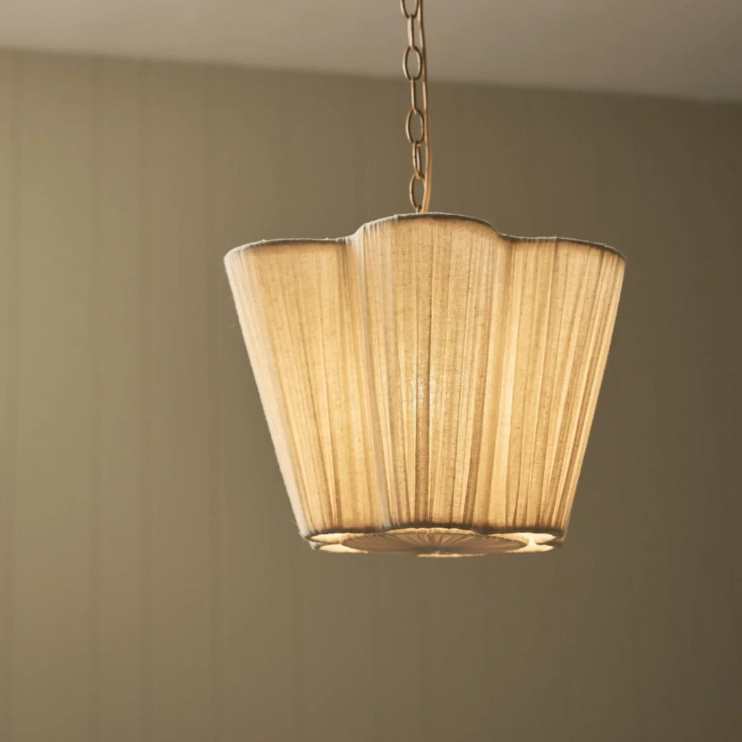 Cecile Small Gathered Linen Pendant Light – Neptune