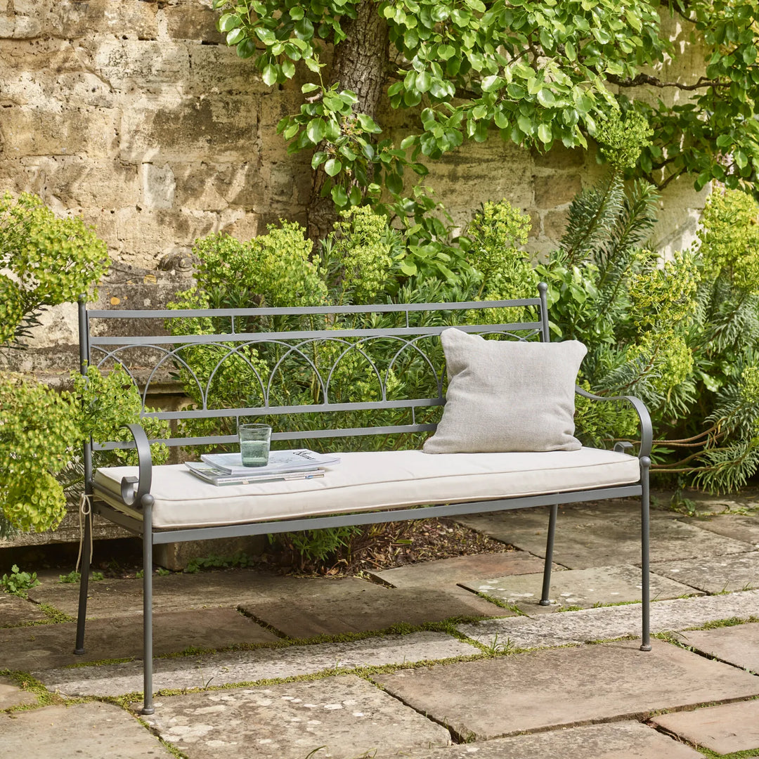Cheltenham 2 Seater Metal Garden Bench with Cushion – Neptune