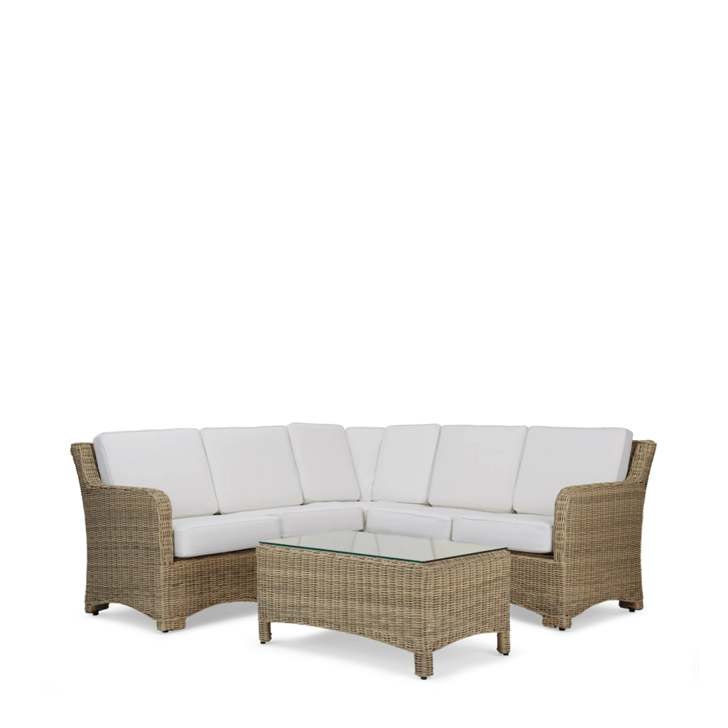 Compton 5 Seater Wicker Modular Garden Corner Sofa Set with Coffee Tab ...