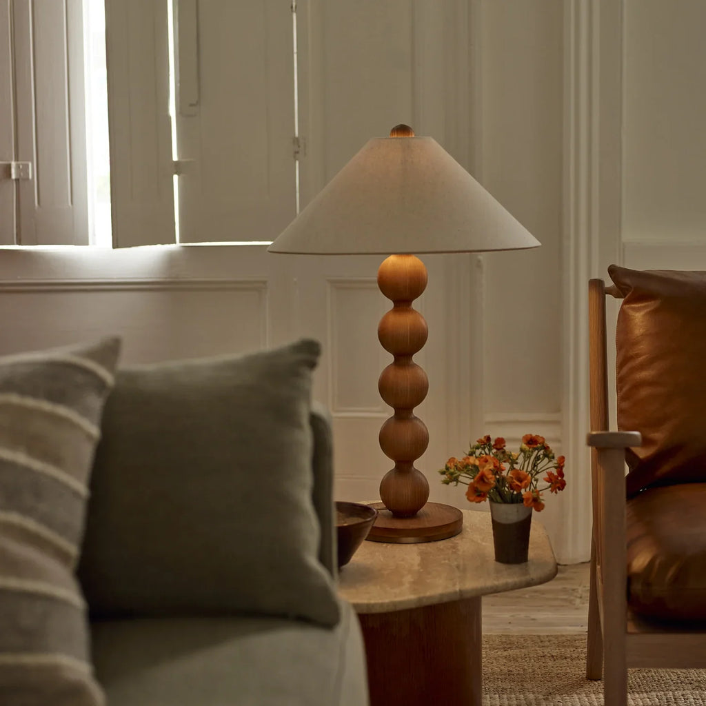 Dawes Wooden Bobbin Table Lamp – Neptune