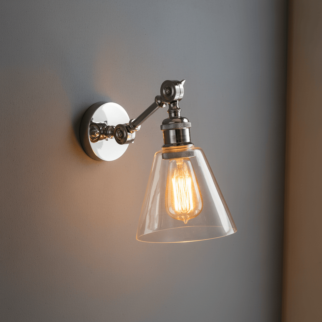 Keats Glass Shade Wall Light, Nickel – Neptune