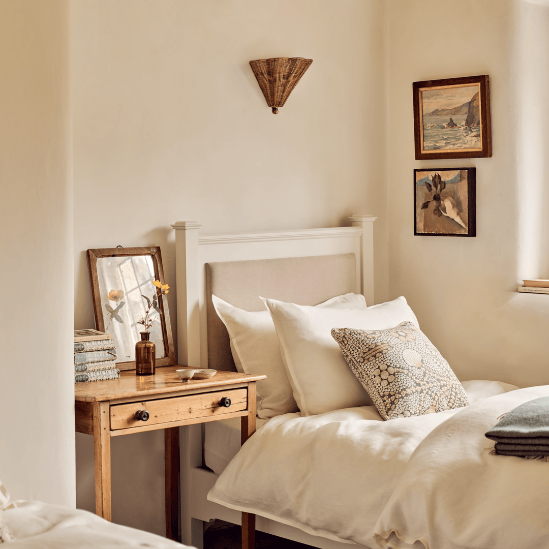 Chichester Single Bed with Upholstered Headboard, Painted – Neptune