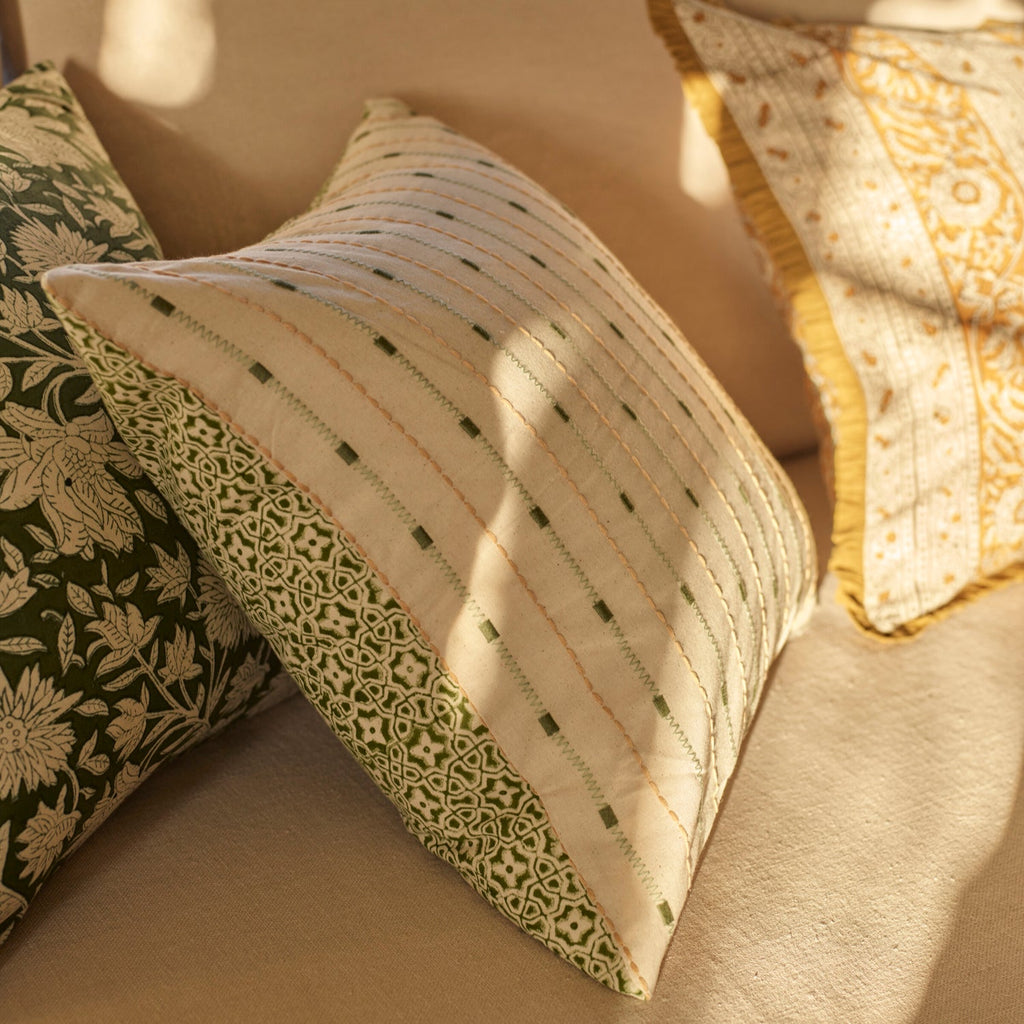 Frida Square Embroidered Scatter Cushion, Green – Neptune