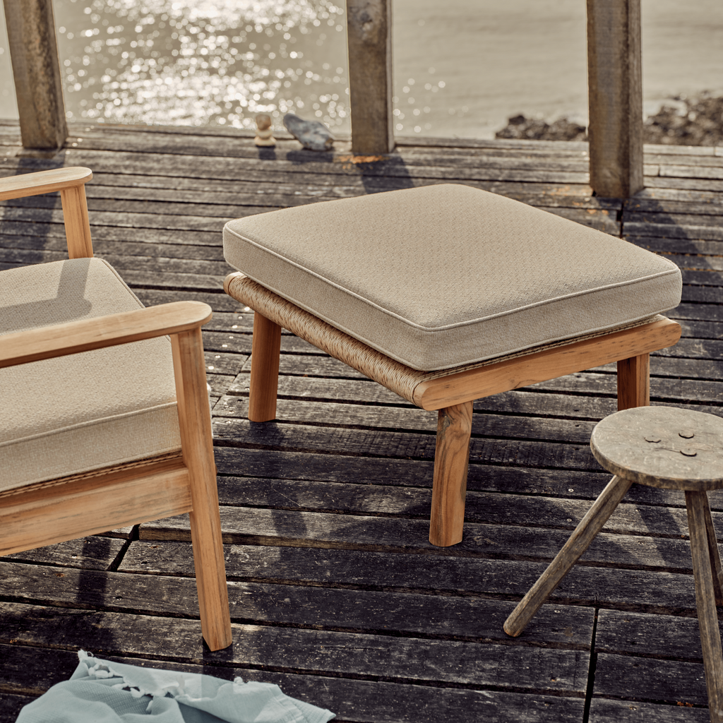 Last Chance - Kew Footstool with Natural Woven Cushion – Neptune