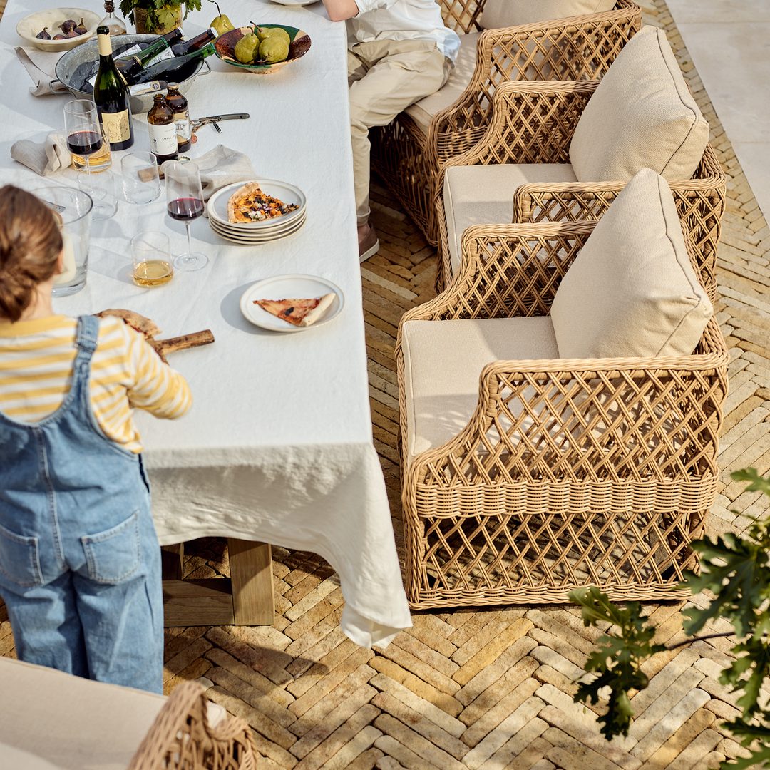 Pembrey 8 Seater Teak Garden Dining Table Set with Longmeadow Dining C ...