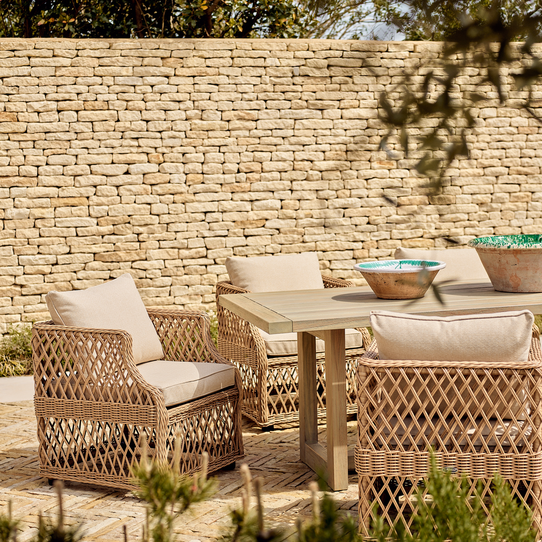 Pembrey 8 Seater Teak Garden Dining Table Set with Longmeadow Dining C ...