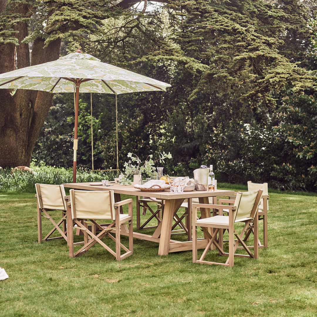 Pembrey 8 Seater Teak Garden Dining Table Set with Longmeadow Dining C ...