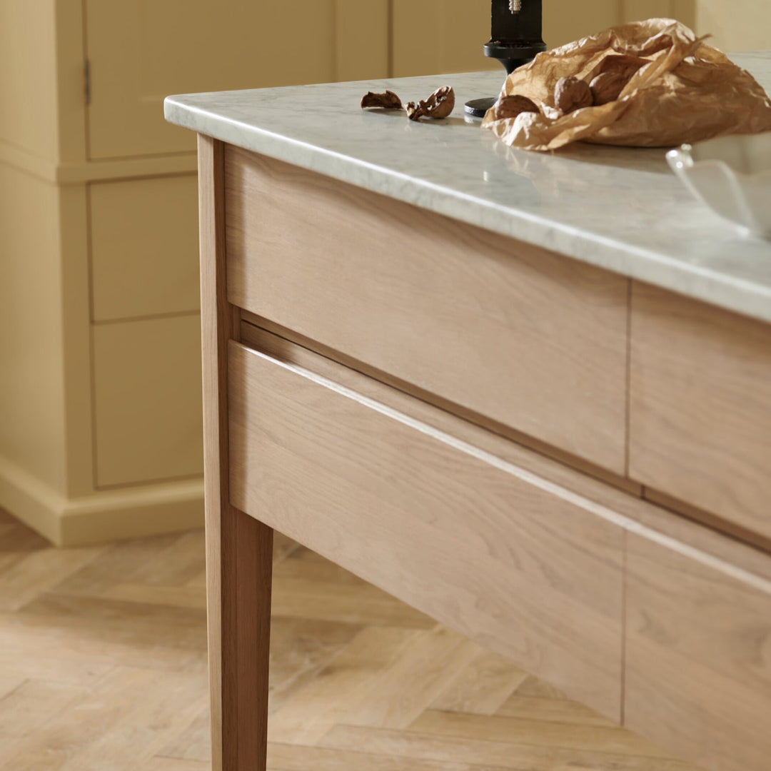 Borough Freestanding Oak Kitchen Island with Marble Top – Neptune