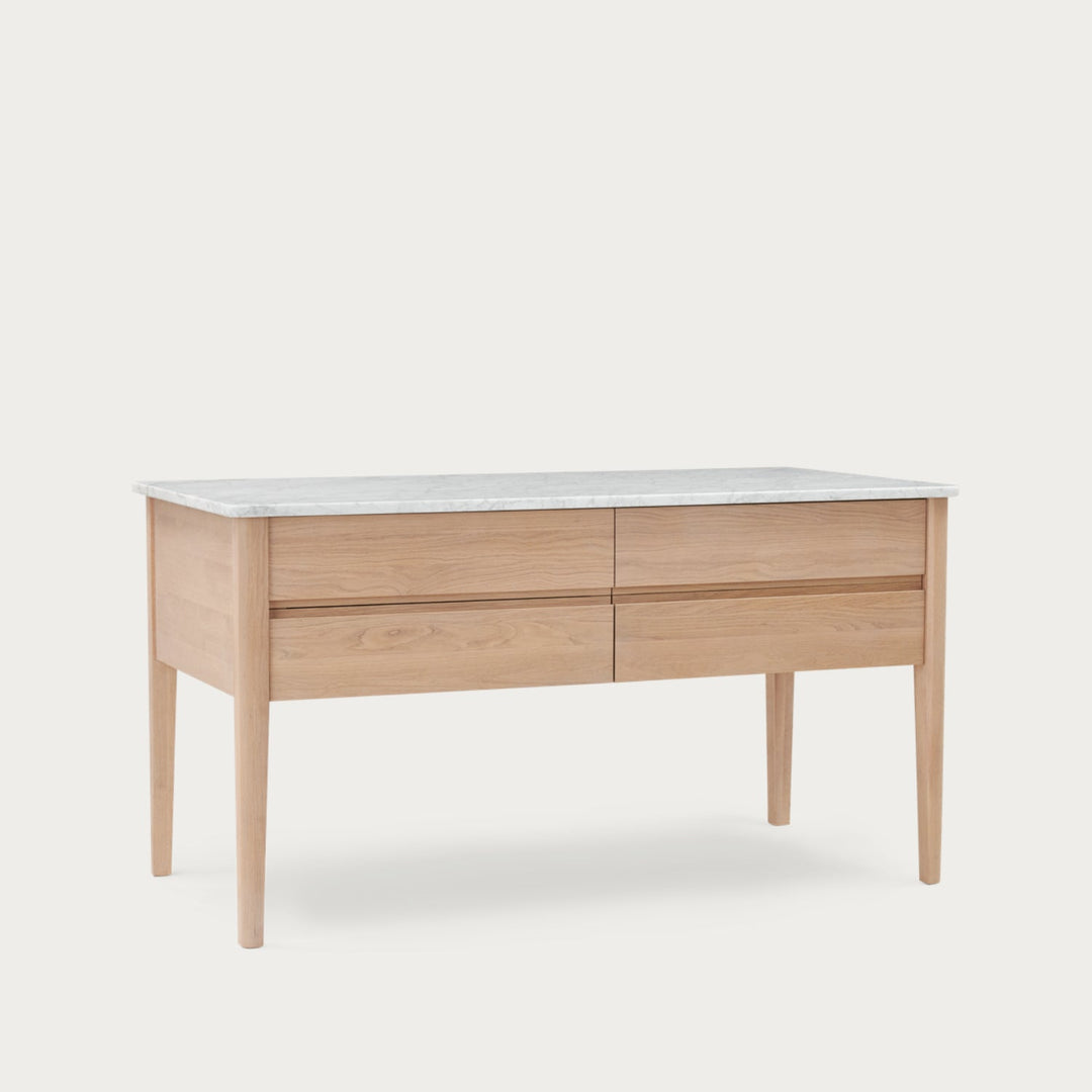 Borough Freestanding Oak Kitchen Island with Marble Top – Neptune