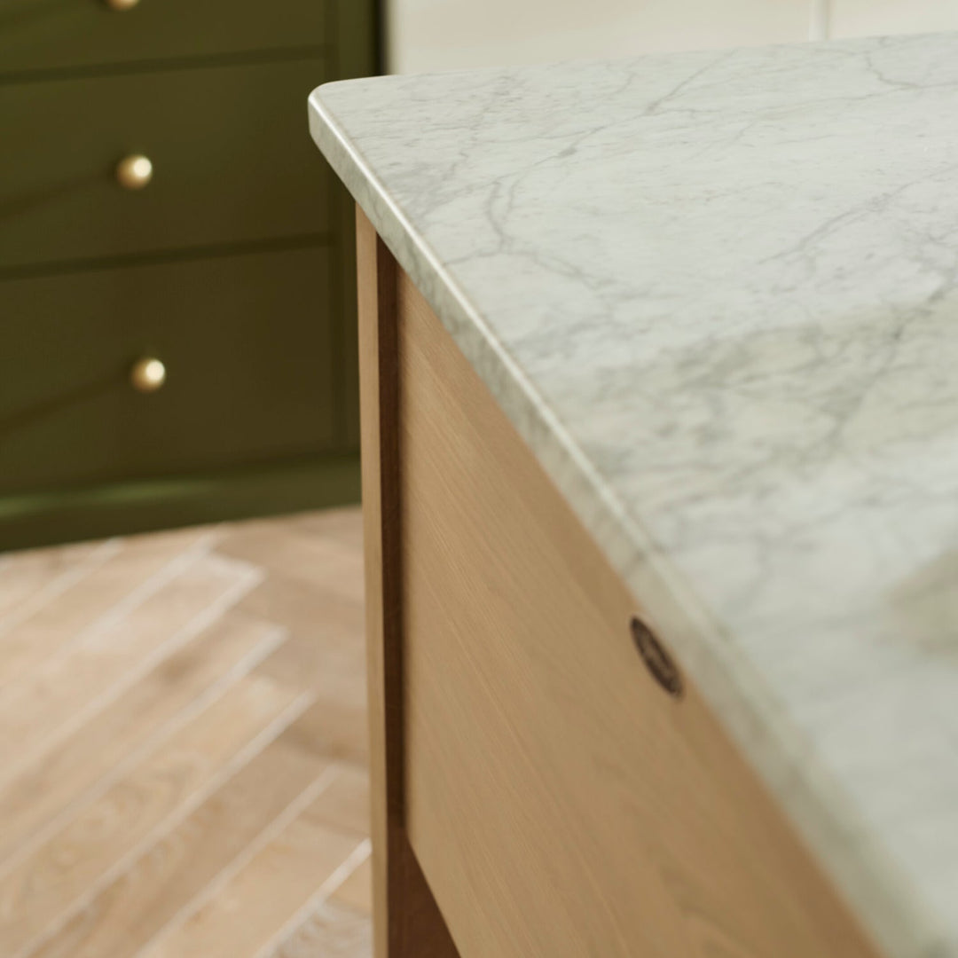 Borough Freestanding Oak Kitchen Island with Marble Top – Neptune