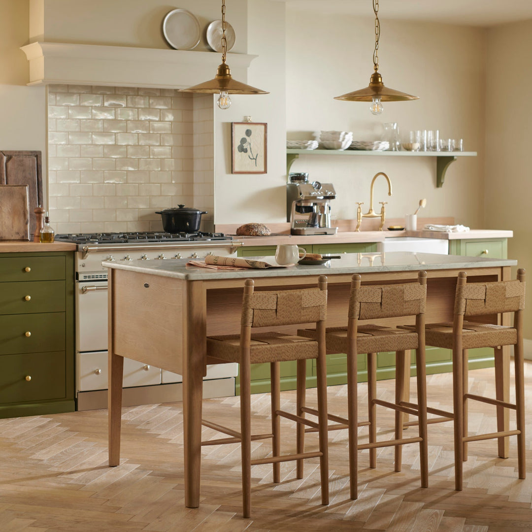 Borough Freestanding Oak Kitchen Island with Marble Top – Neptune