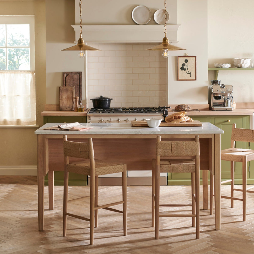 Borough Freestanding Oak Kitchen Island with Marble Top – Neptune