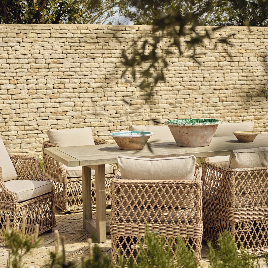Pembrey 8 Seater Teak Garden Dining Table Set with Longmeadow Dining C ...