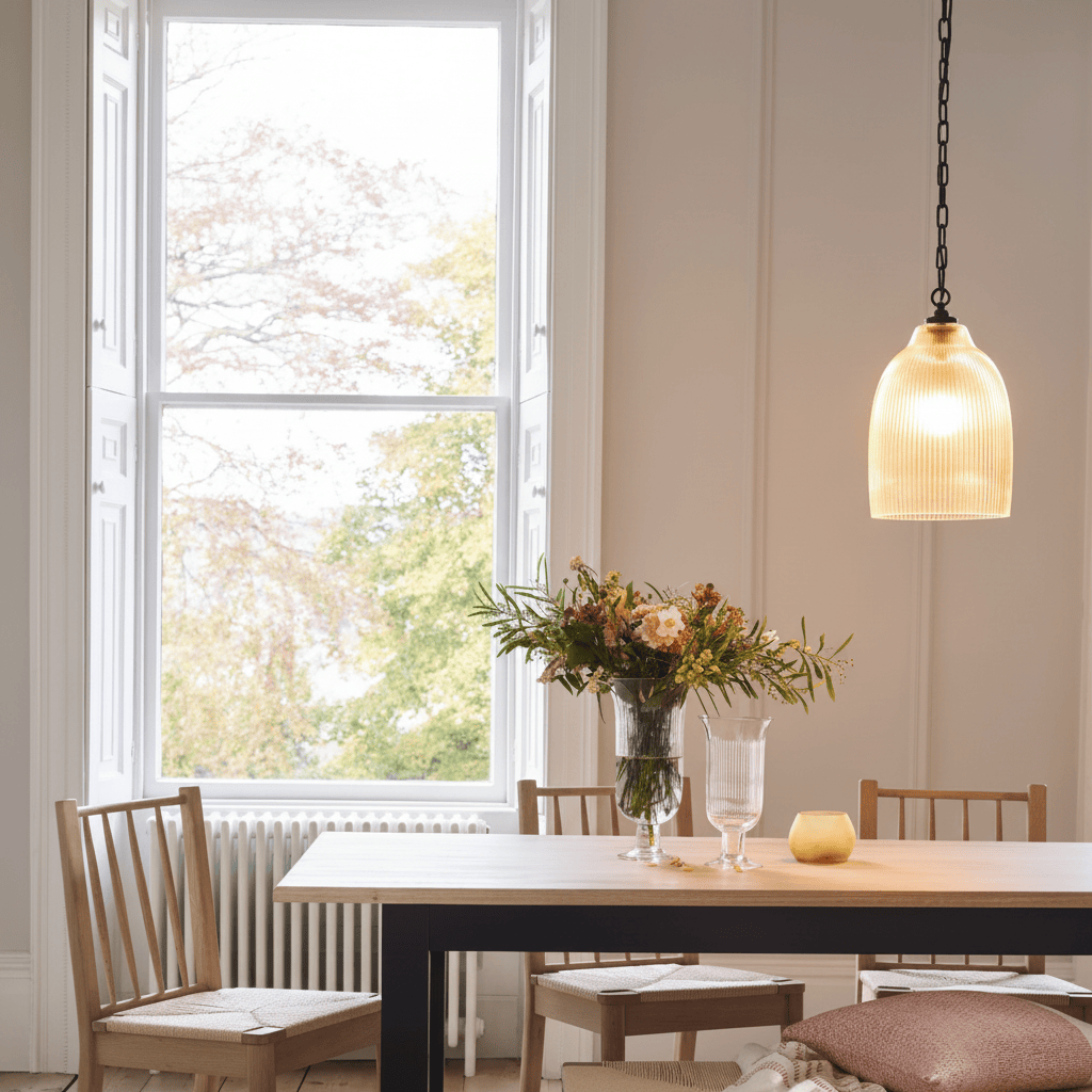 Shaftesbury Small Fluted Glass Pendant Light, Bronze – Neptune
