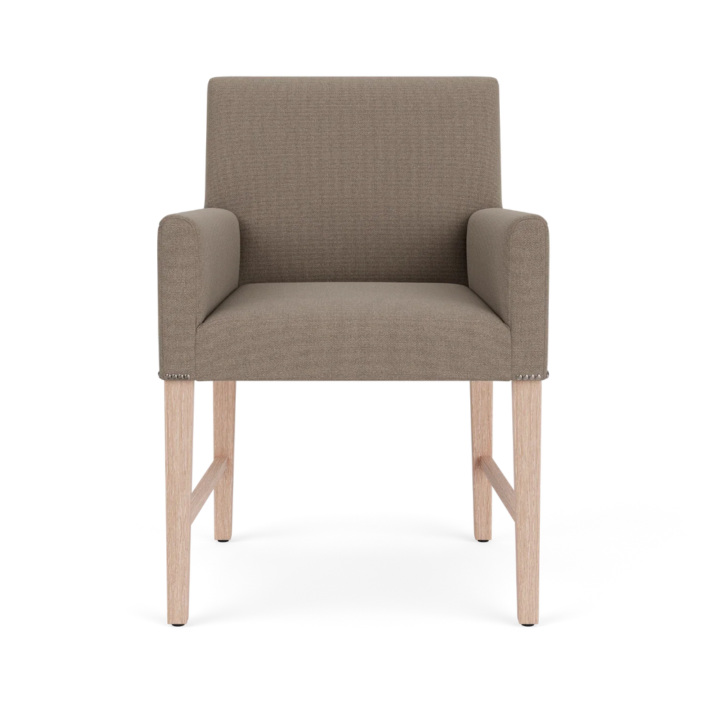 Shoreditch Carver Chair, Heavyweight Linen in Spelt - Vintage Oak Legs ...