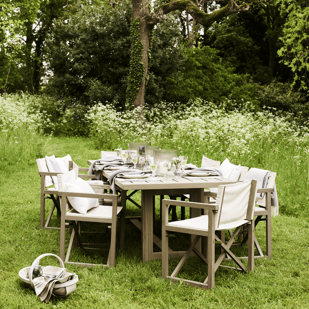 Pembrey 8 Seater Teak Garden Dining Table Set with Longmeadow Dining C ...